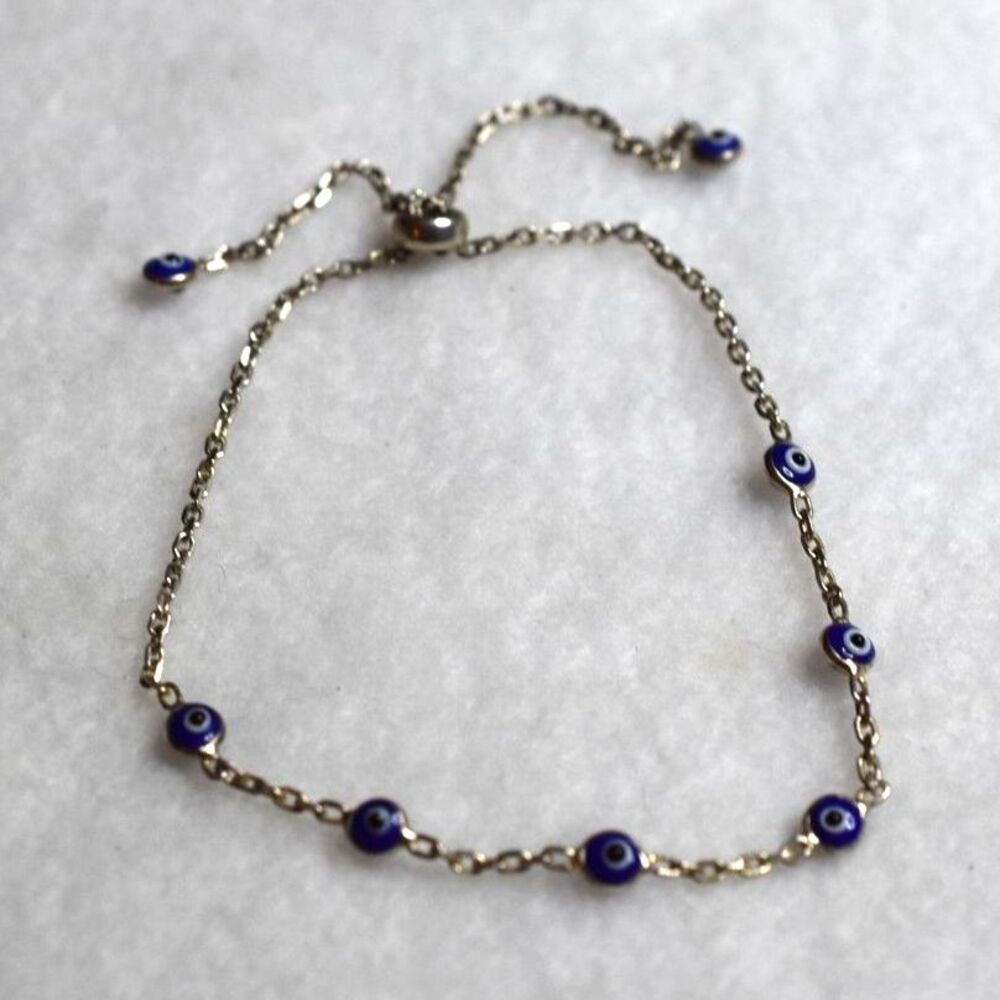 925 Sterling Silver Lovely Delicate Blue Evil Eye Lin… - Gem
